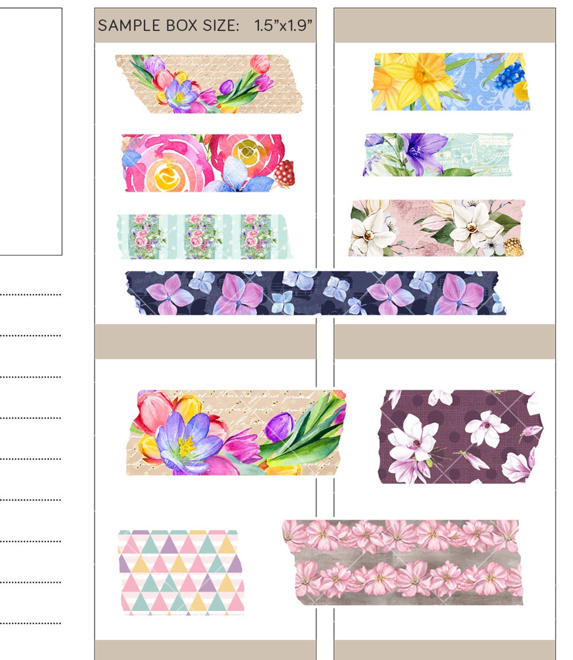 Digital Washi Tape Stickers, Printable Washi Strips, Goodnotes Stickes ...