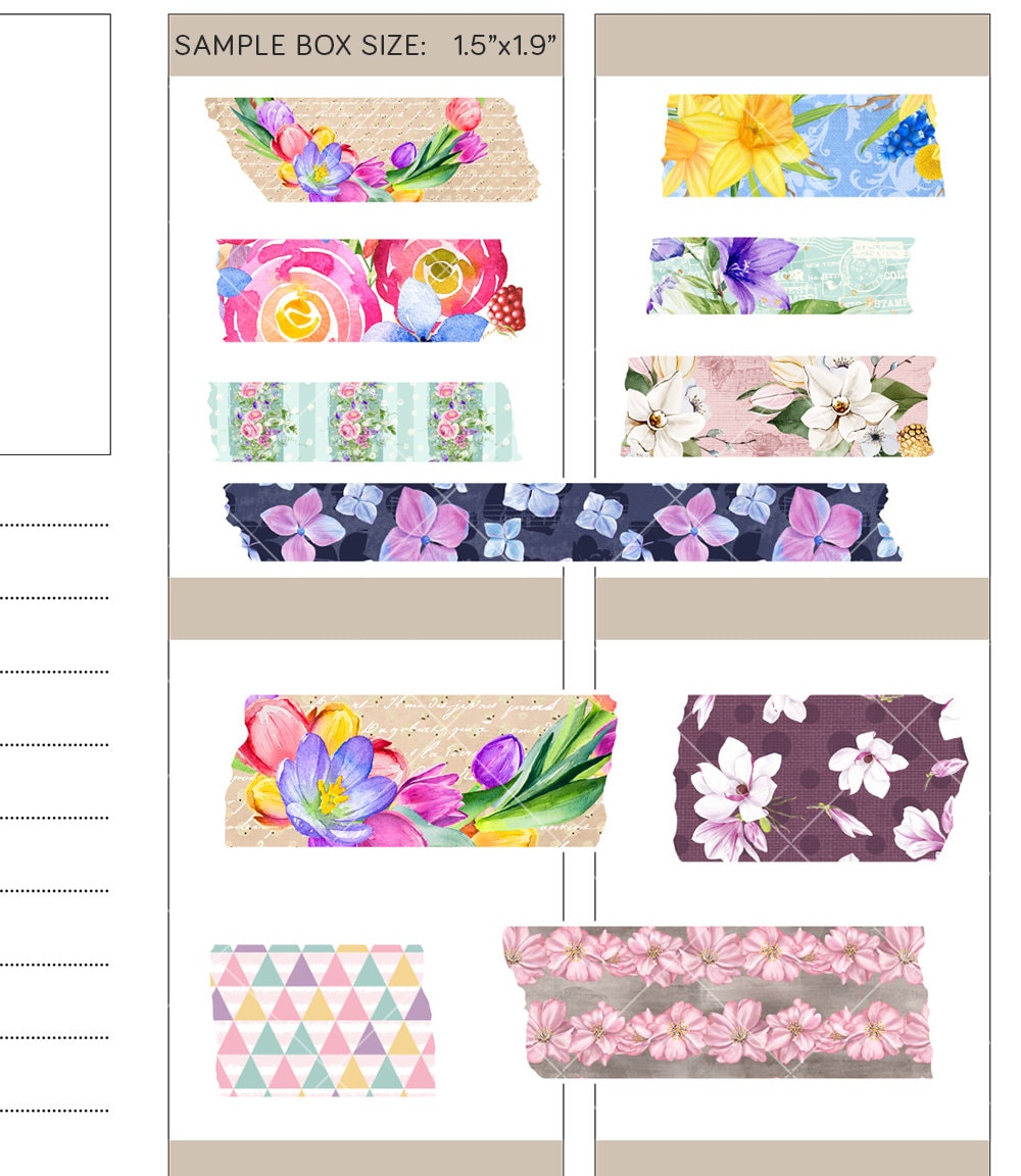 Digital Washi Tape Stickers Printable Washi Strips Goodnotes - Etsy