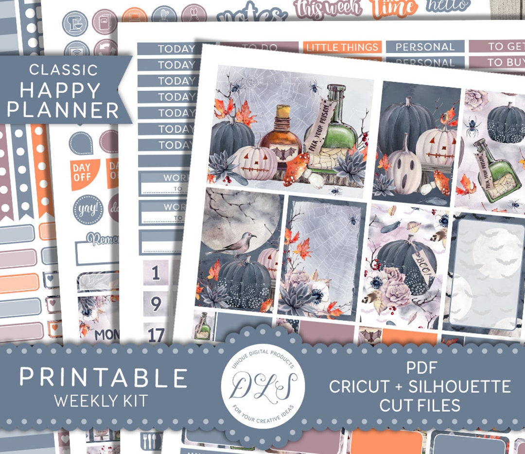 Halloween Planner Stickers, Printable Happy Planner Halloween Stickers ...