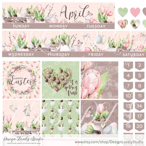 Happy Planner April Monthly Kit, April Happy Planner Printable Stickers ...