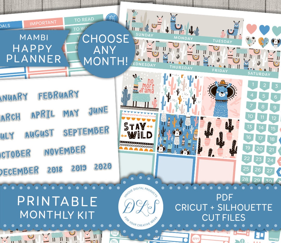 Happy Planner Printable Monthly Planner Stickers, Printable Monthly Kit ...