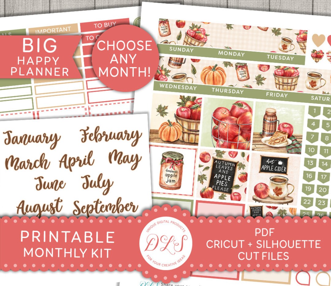November Monthly Stickers Kit, October Monthly Planner Stickers, Fall ...