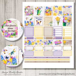 FLORAL Planner Stickers, Spring Floral Planner Stickers, Printable ...