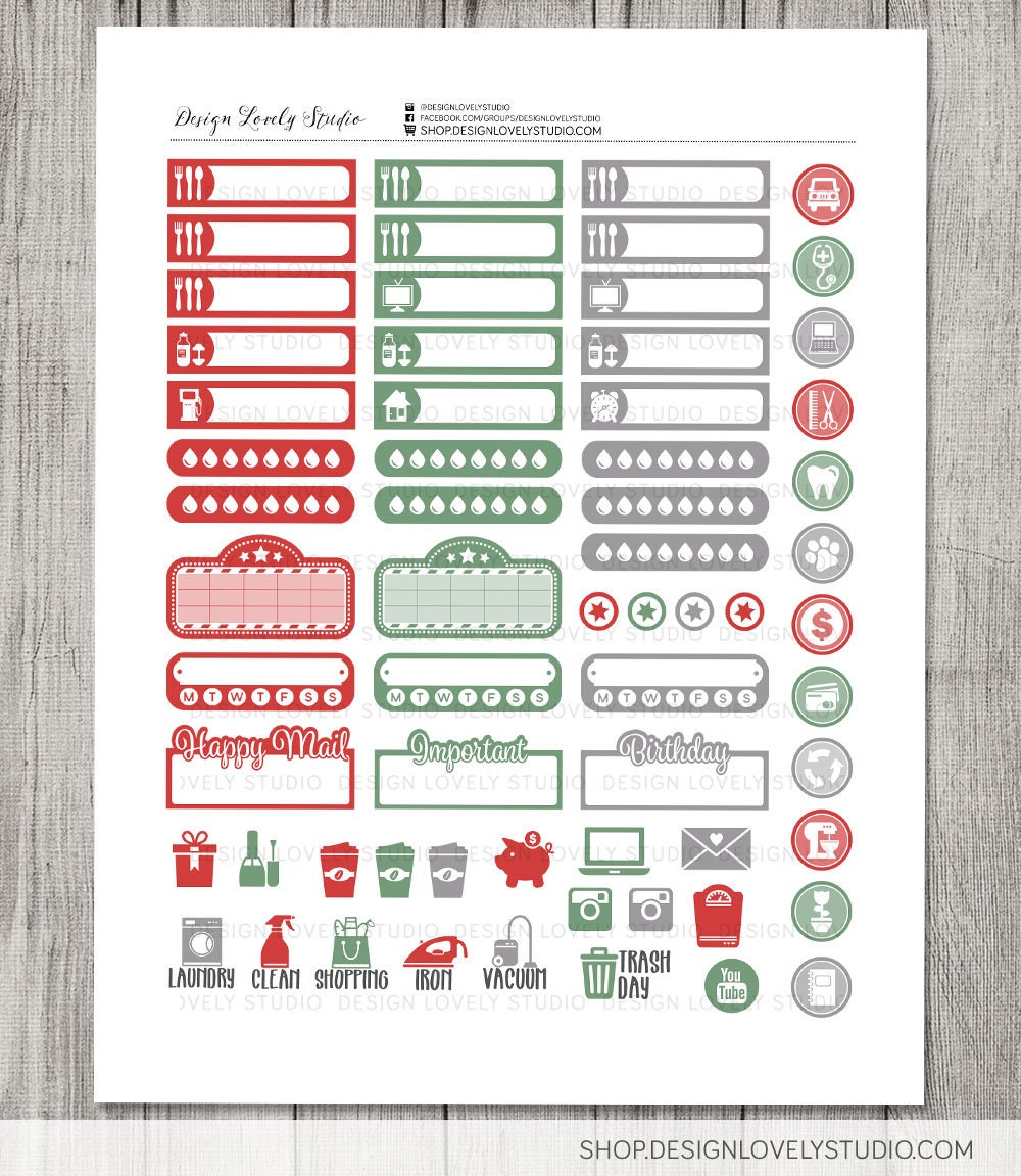 Big Happy Planner Christmas Stickers Kit Printable Christmas - Etsy