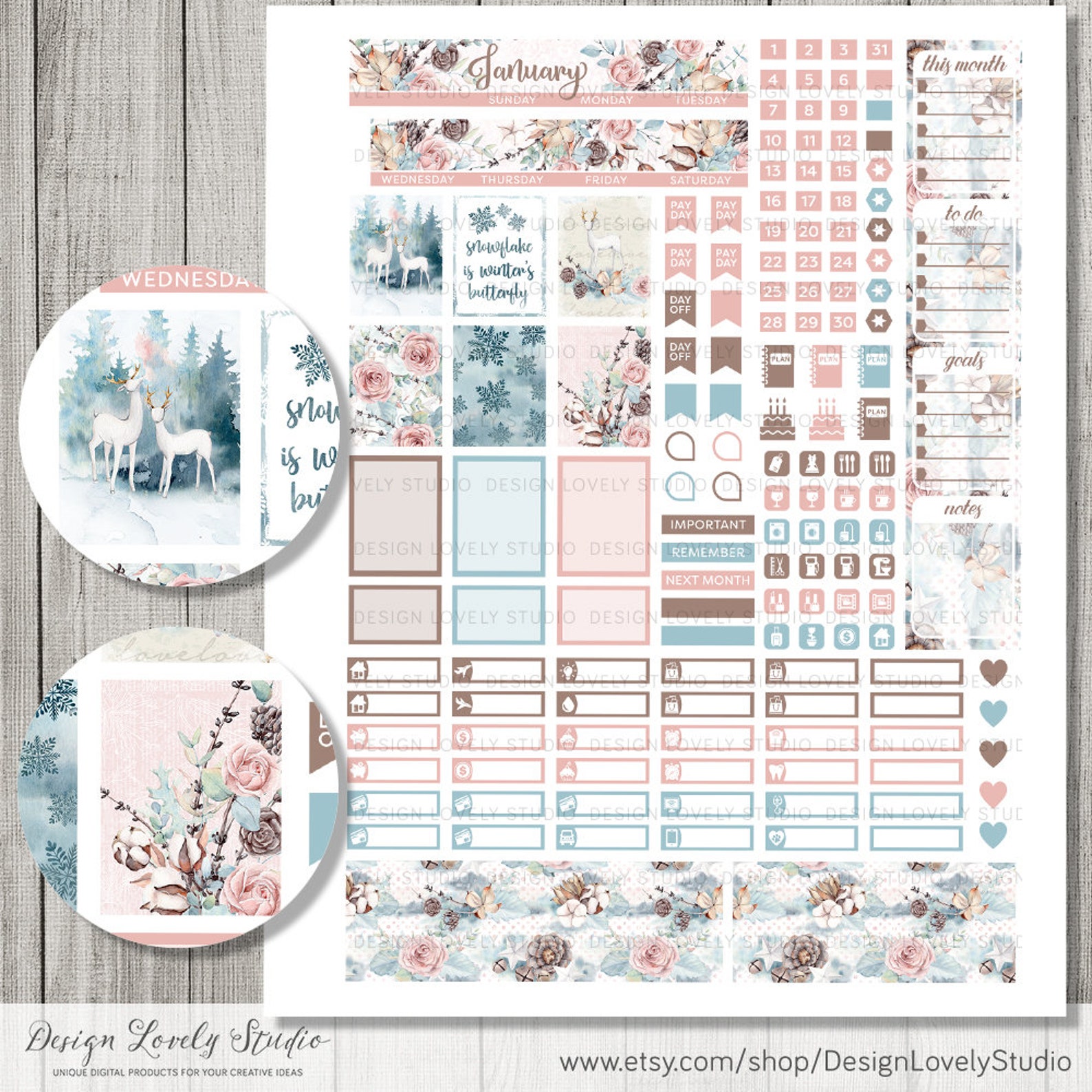 Printable JANUARY Monthly Kit, Mini Happy Planner January Planner ...
