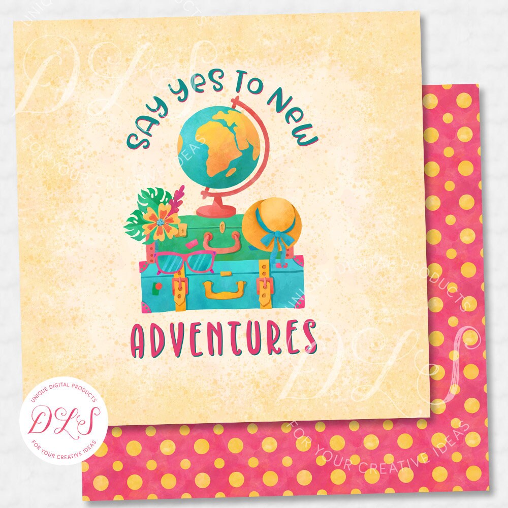 Travel Digital Paper, Vacation Digital Paper, Summer Digital Scrapbook ...