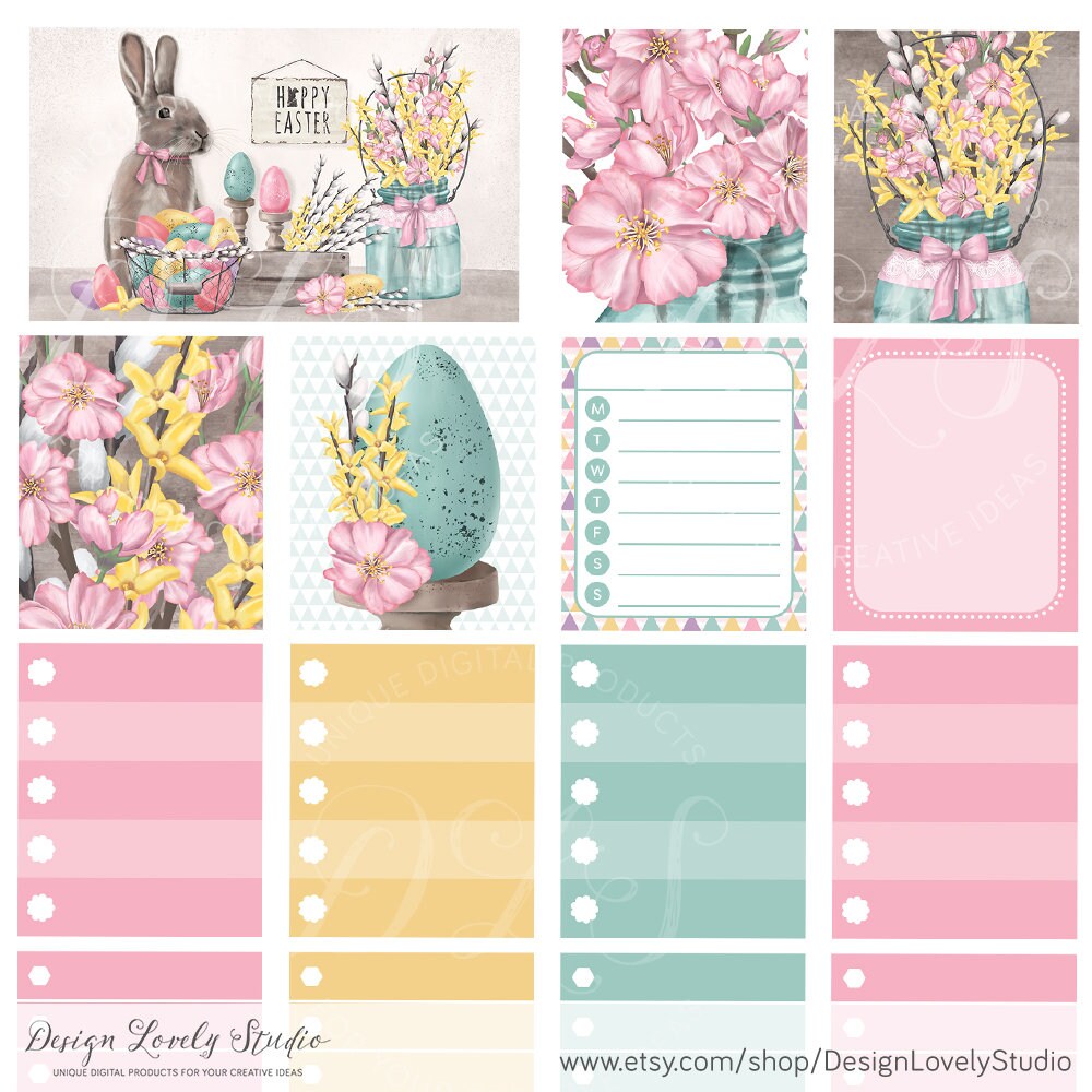 Printable EASTER Planner Stickers Kit Mini Happy Planner - Etsy