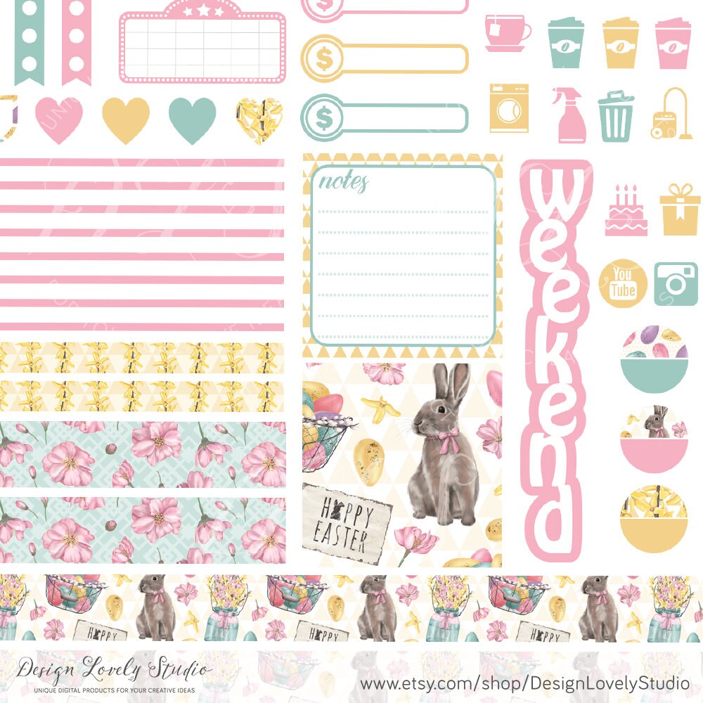 Printable EASTER Planner Stickers Kit Mini Happy Planner - Etsy