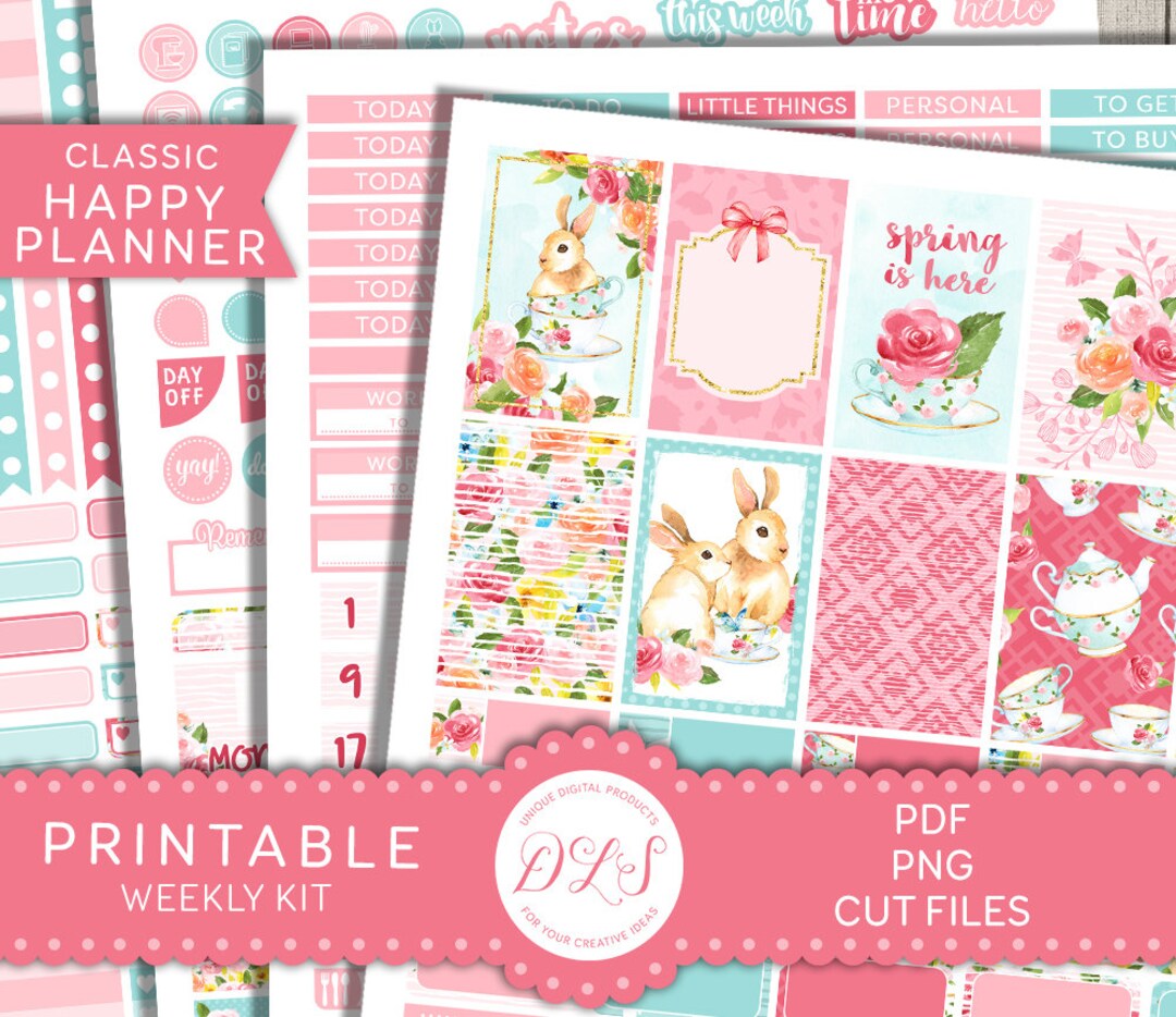 Printable EASTER Planner Stickers, Spring Planner Stickers, Happy ...
