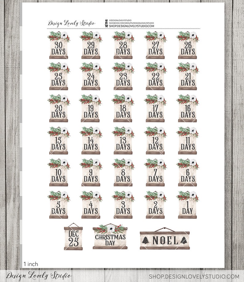 Printable Christmas Countdown Stickers Holidays Countdown | Etsy