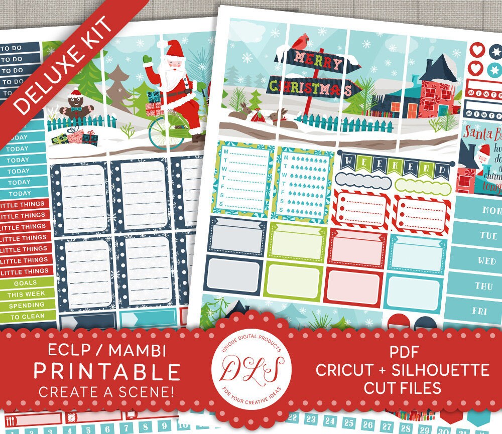 December monthly sticker kit printable Erin Condren life planner ...