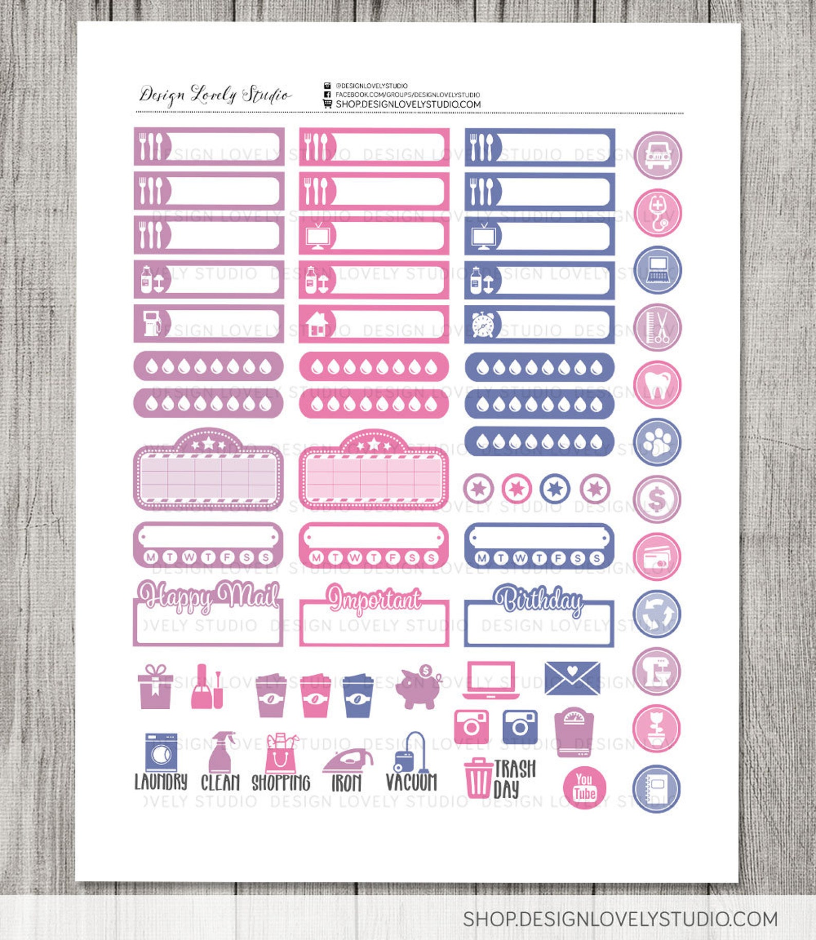 PRINTABLE Big Happy Planner Stickers Kit Gems Planner | Etsy