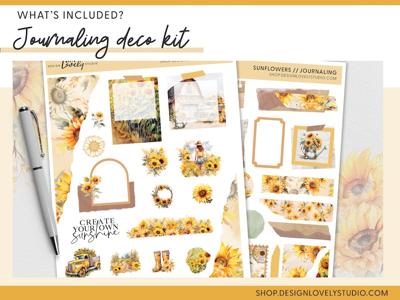 Sunflowers Planner Stickers Bundle, Monthly Stickers, Weekly Sticker ...