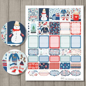 Winter Planner Kit, ECLP Vertical Stickers, Winter Stickers for Erin ...