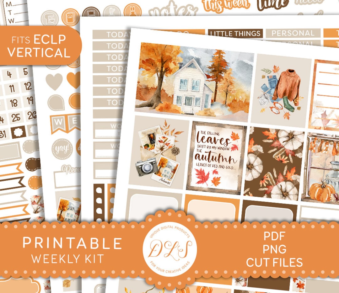 Fall Planner Stickers Printable, Printable Weekly Planner Kit, Erin ...