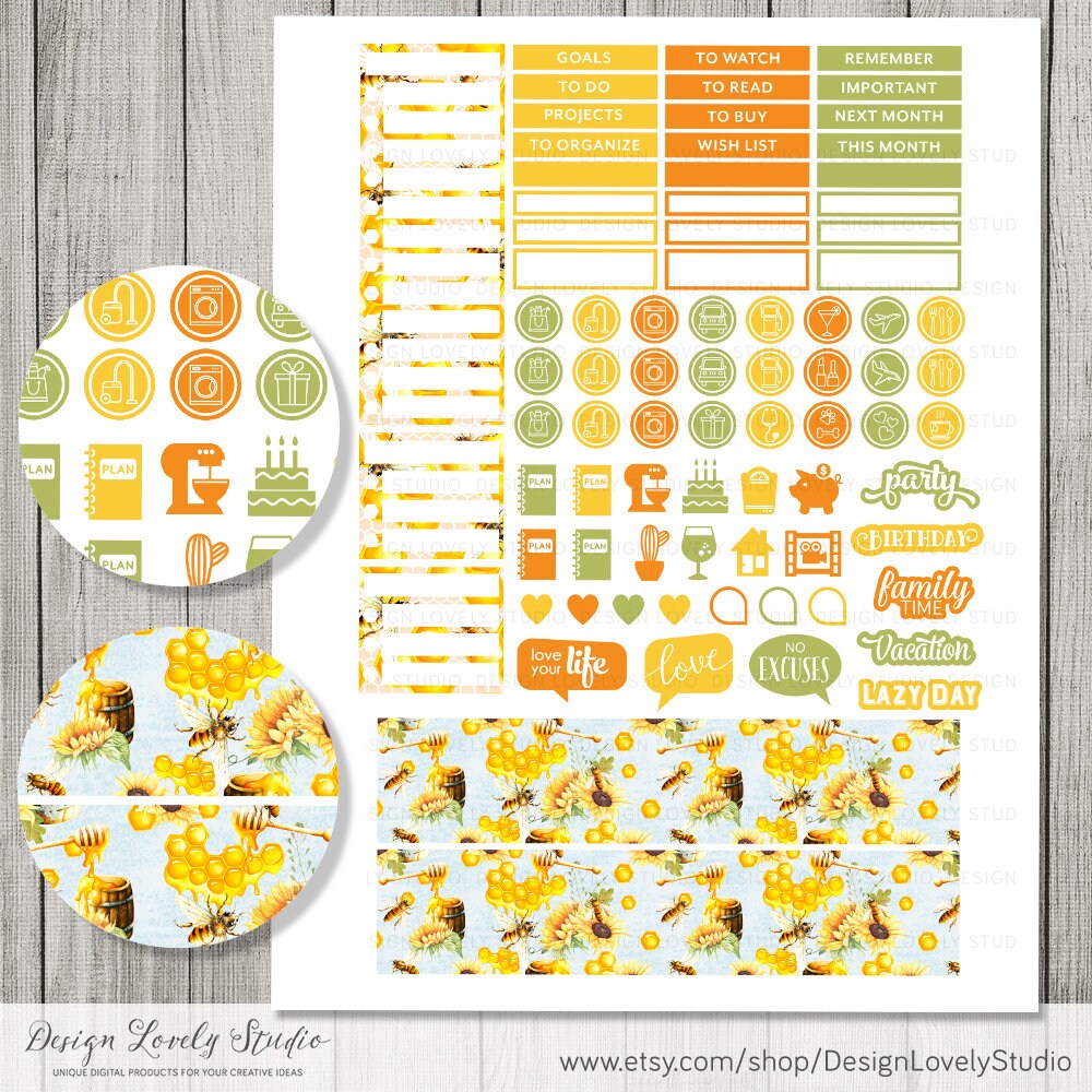 June PRINTABLE Planner Stickers, Printable June Monthly Stickers Kit ...