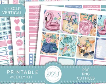 Printable Weekly Stickers Kit for Erin Condren Tropical | Etsy