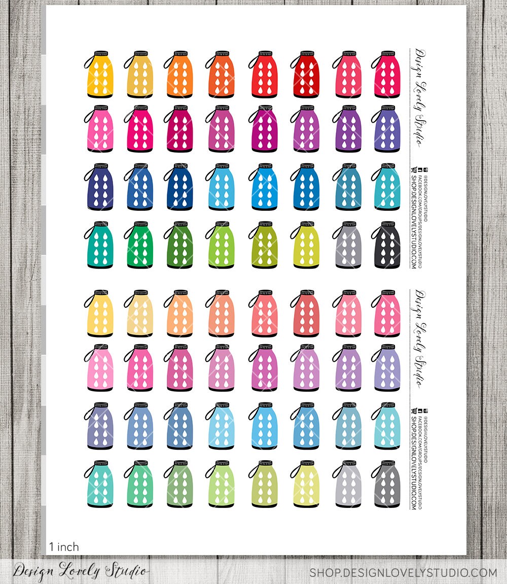 Printable Hydration Stickers Hydrate Water Bottle Planner | Etsy