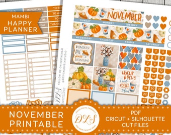 Happy Planner November Monthly Kit, Printable November Stickers Kit ...