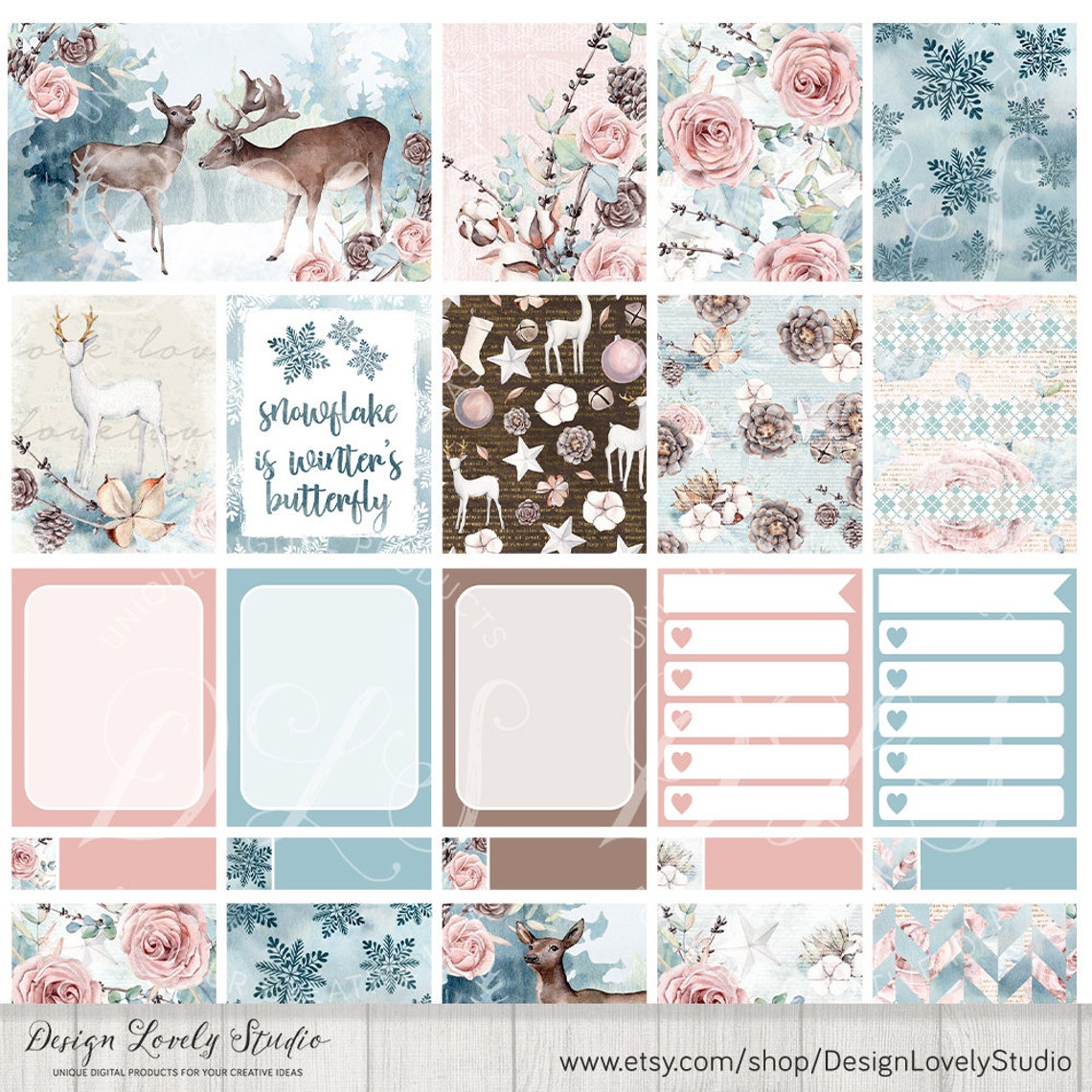 WINTER Planner Stickers, Printable Weekly Stickers Kit, Holiday ...