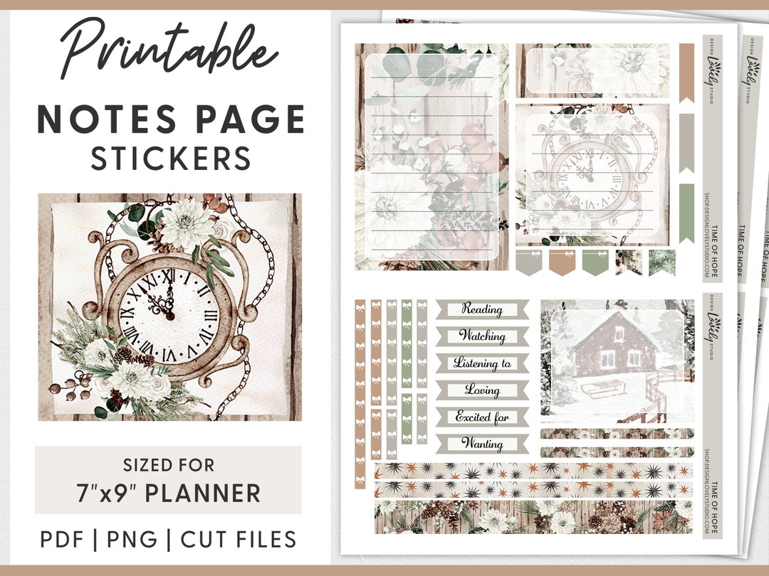January Notes Page Kit, Printable Planner Stickers, Monthly Sticker Kit ...
