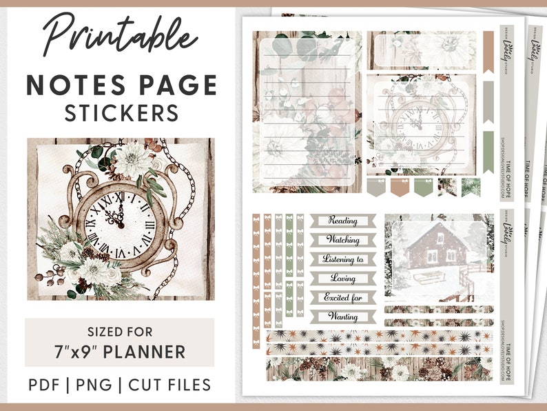 January Notes Page Kit Printable Planner Stickers Monthly - Etsy