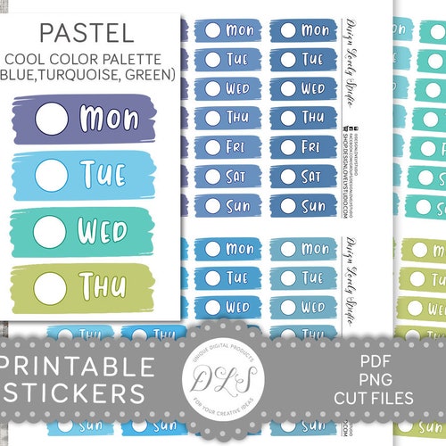 Printable DATE COVER Planner Stickers Weekdays Planner - Etsy