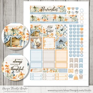 Printable NOVEMBER Monthly Stickers Kit, Happy Planner Monthly Planner ...