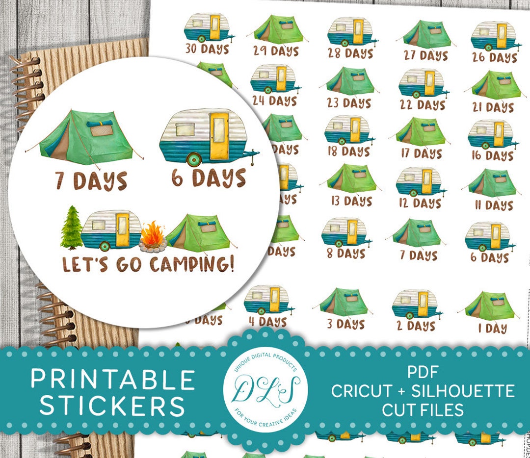 Camping Countdown Stickers, Printable Camping Countdown Stickers Kit ...