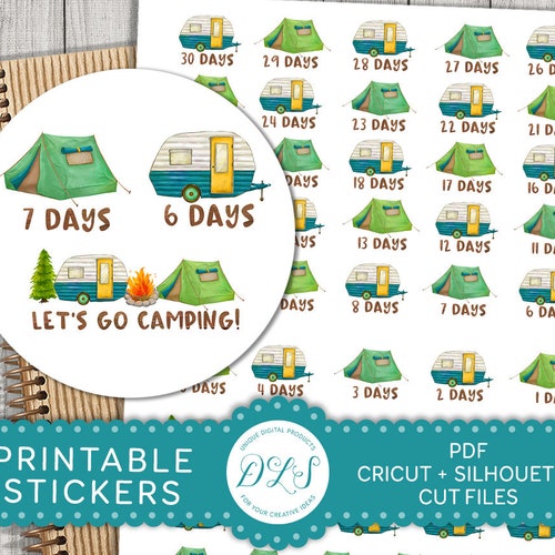 Camping Countdown Stickers Printable Camping Countdown | Etsy