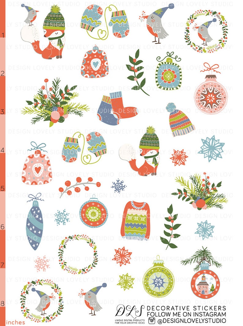 Christmas Decorative Stickers Christmas Scrapbook Stickers - Etsy