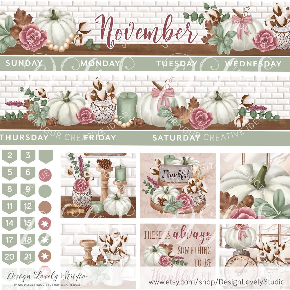 Printable November Monthly Kit November Planner Stickers Kit - Etsy