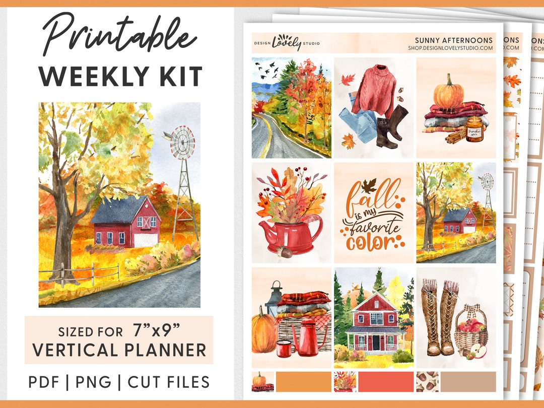 Printable Planner Stickers, Fall Planner Stickers, September Planner ...