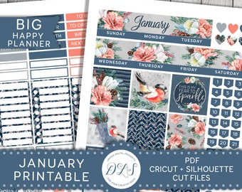 Printable January Monthly Kit Big Happy Planner January | Etsy