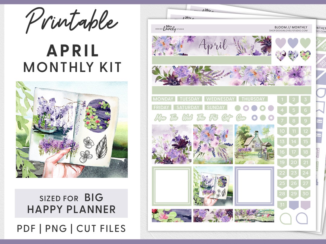 April Planner Stickers, Big Happy Planner Stickers Kit, Spring Planner ...