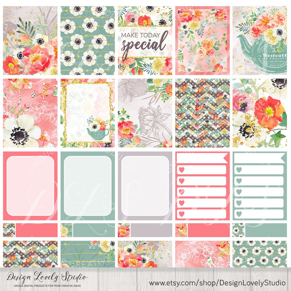 PRINTABLE Floral Planner Stickers Weekly Stickers Kit Poppy | Etsy