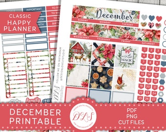Printable DECEMBER Monthly Stickers Kit Big Happy Planner | Etsy