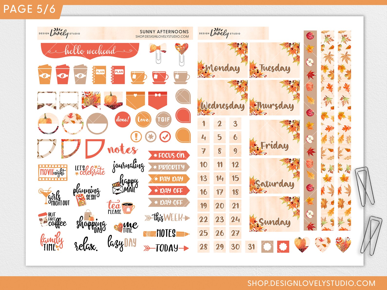 Happy Planner Stickers Kit, Fall Planner Stickers, Weekly Sticker Kit ...