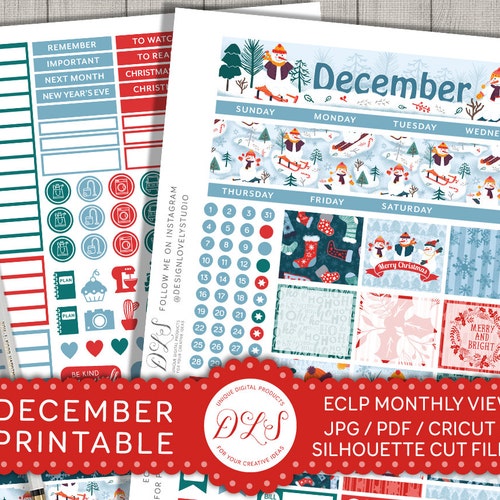 Printable December Monthly Kit December Planner Stickers Kit - Etsy