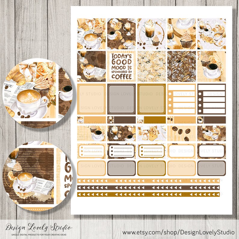 Printable COFFEE Planner Stickers Coffee Time Weekly Stickers | Etsy