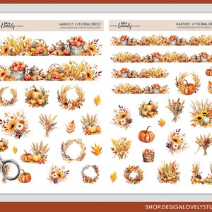 Autumn Printable Floral Deco Stickers, Fall Journaling Stickers ...