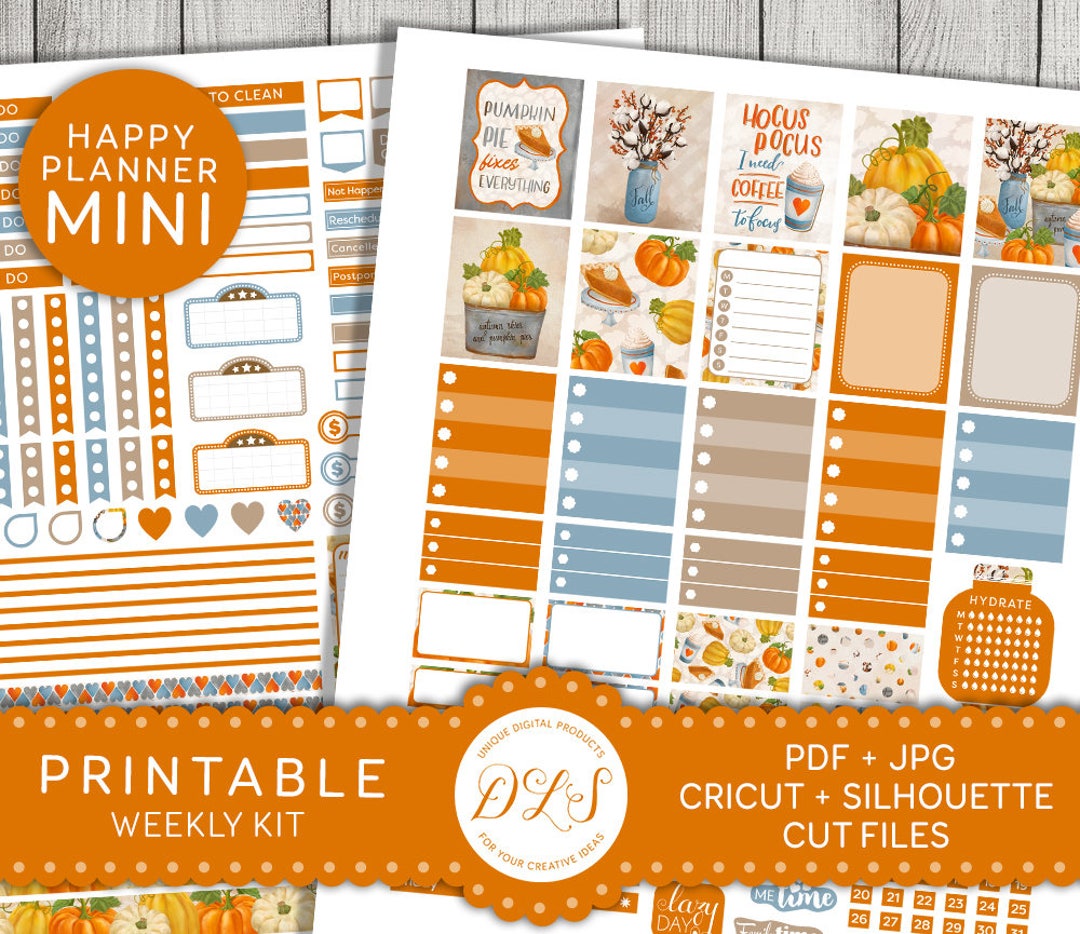 October Mini Happy Planner Kit, Fall Mini Happy Planner Stickers ...