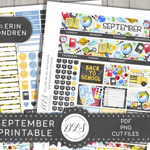 Printable Back to School Planner Stickers, Back to School Monthly Kit ...