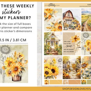 Sunflowers Planner Stickers Bundle, Monthly Stickers, Weekly Sticker ...