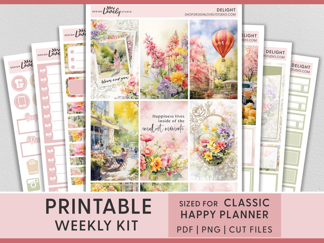 Printable Floral Planner Stickers, Spring Stickers, Floral Weekly Kit ...