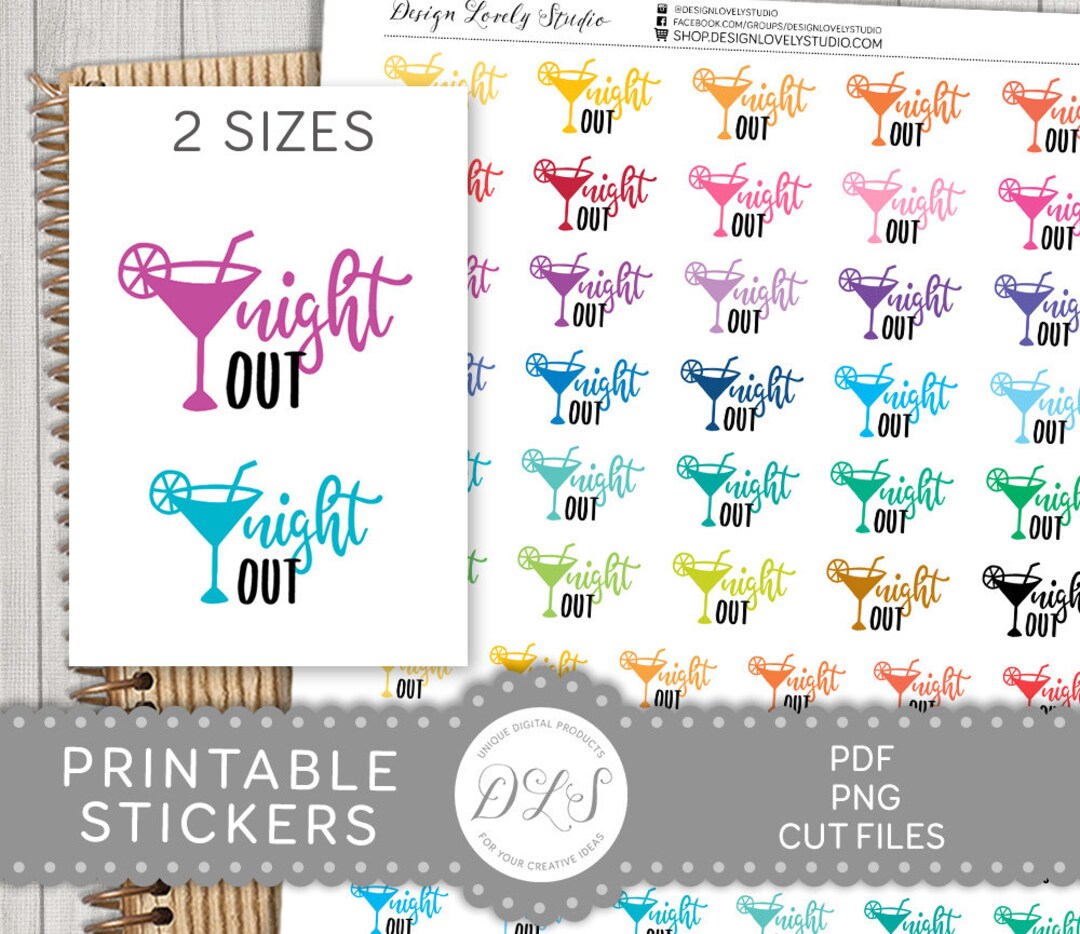 NIGHT OUT Planner Stickers, Printable Night Out Stickers, Date Night ...