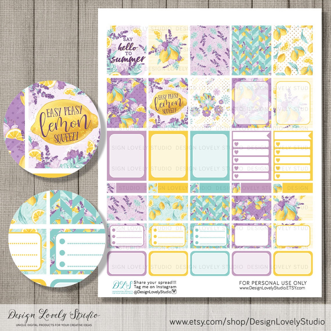 Weekly Planner Printable Summer Planner Stickers Lemon | Etsy