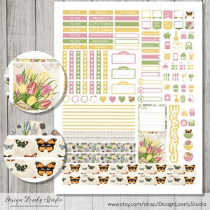 Printable SPRING Planner Stickers Kit, Mini Happy Planner Spring ...
