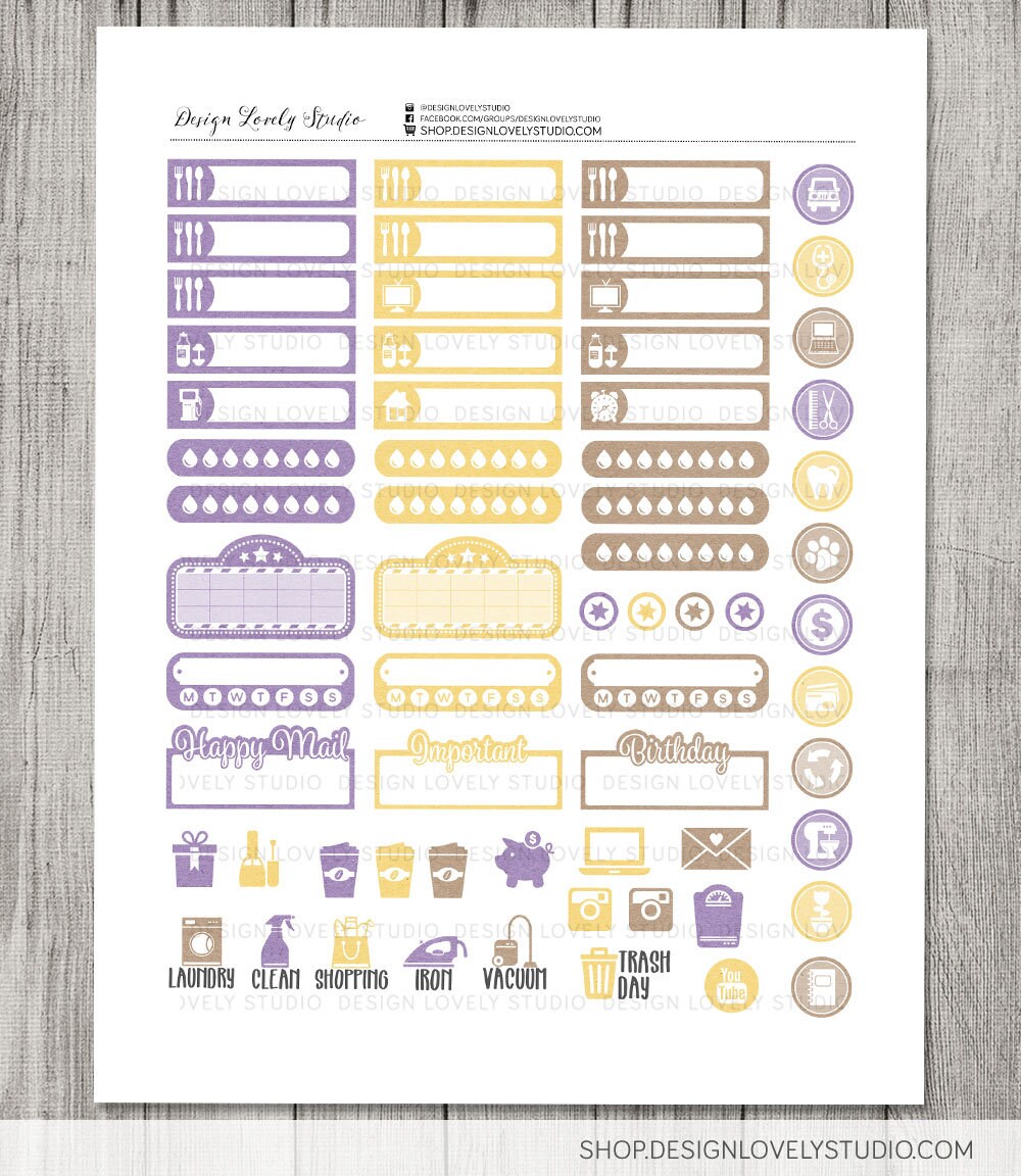 SRING Planner Stickers Printable Big Happy Planner Stickers | Etsy