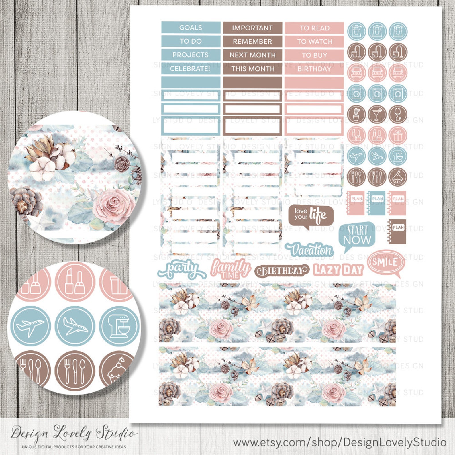 Printable JANUARY Planner Stickers Kit Happy Planner January | Etsy
